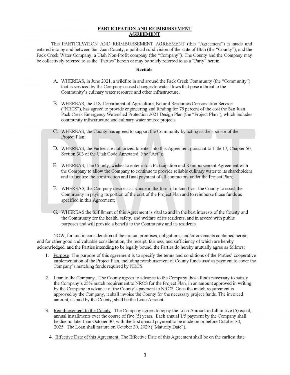 Pack Creek Participation/Reimbursement Agreement Public Hearing | San ...